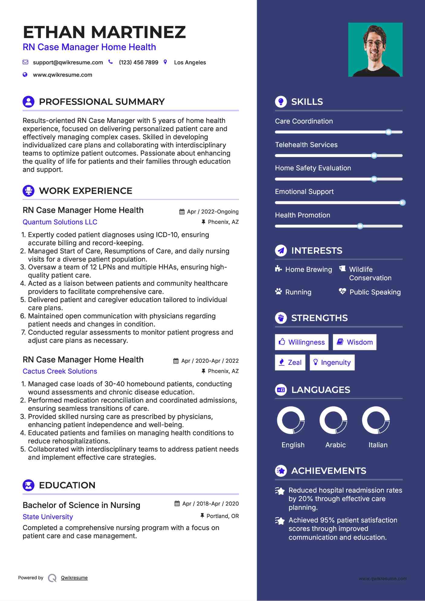 RN Case Manager Home Health Resume Samples QwikResume