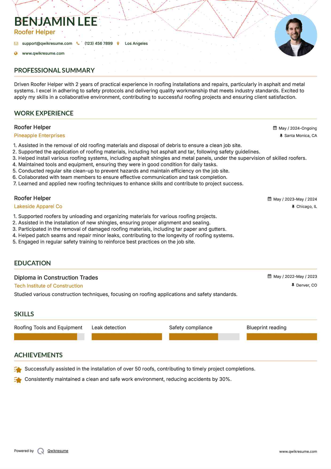 10+ Roofer Resume Samples & Templates for 2025