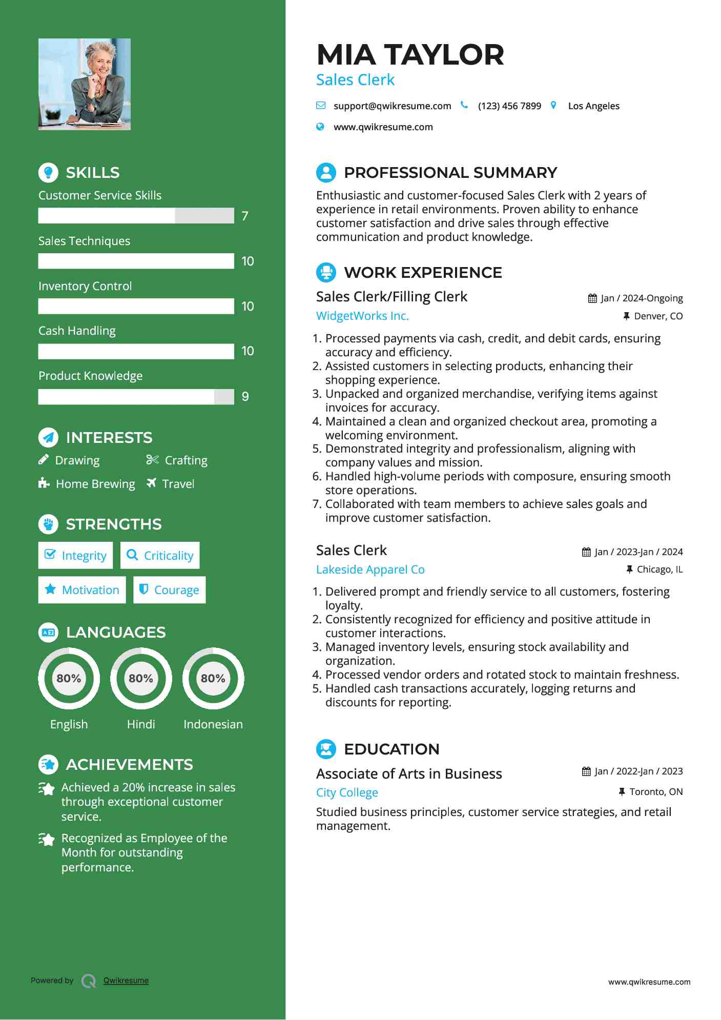 10+ Sales Clerk Resume Samples & Templates for 2025