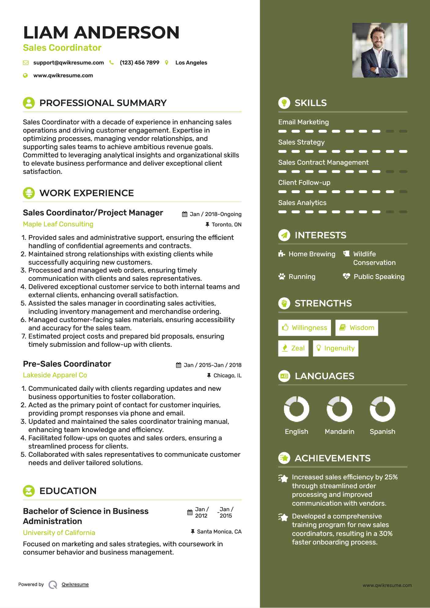 Sales Coordinator Resume Samples QwikResume