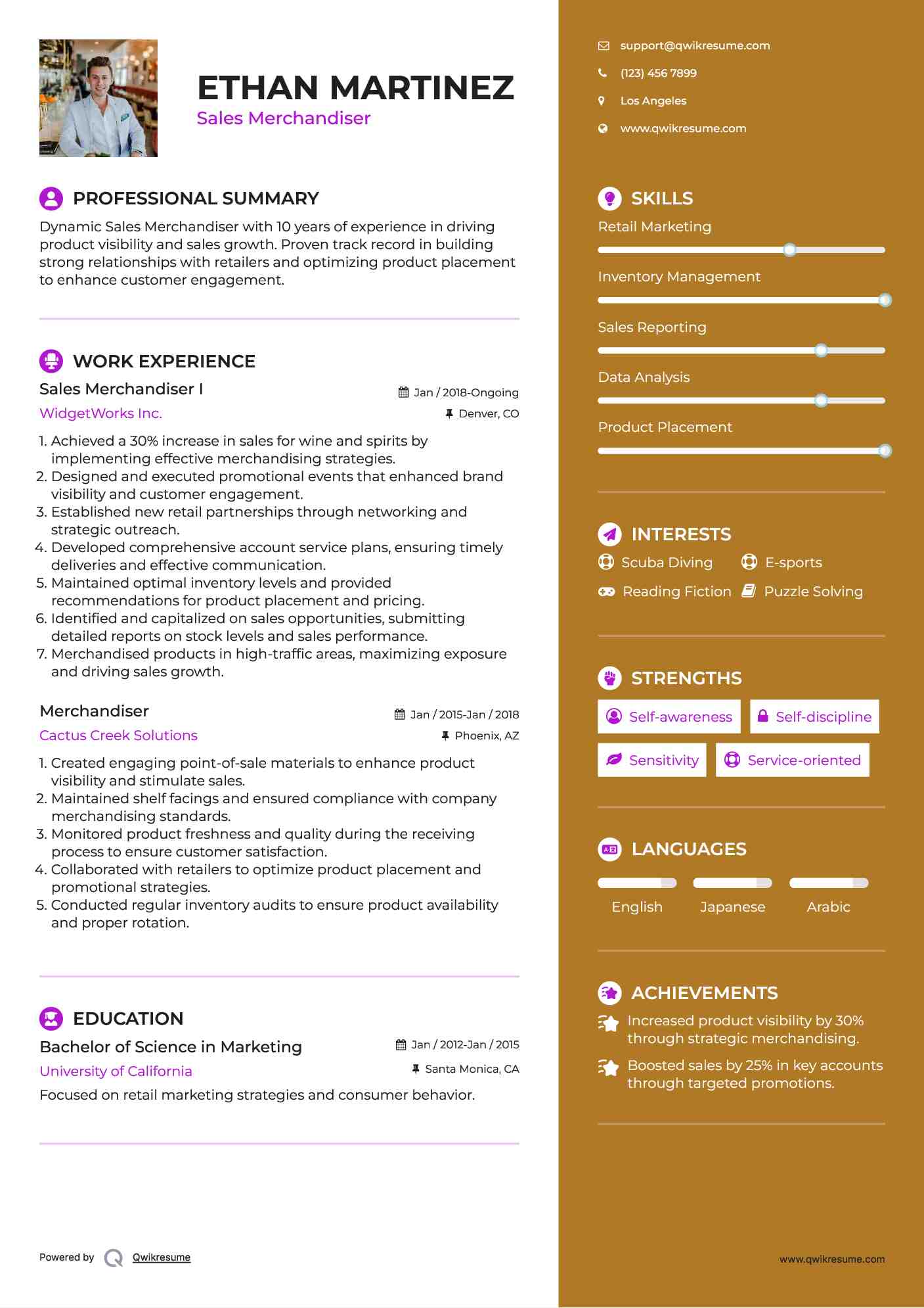 Sales Merchandiser Resume Samples QwikResume