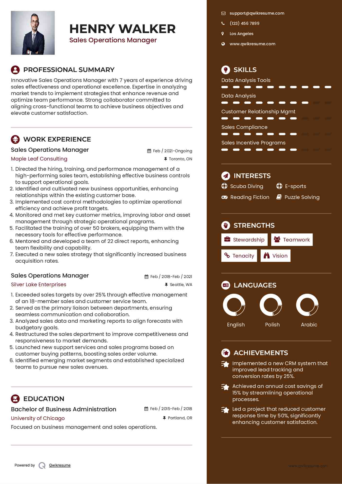Sales Operations Manager Resume Samples QwikResume