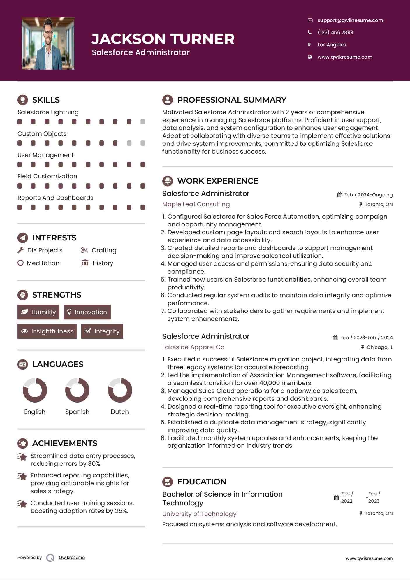 Salesforce Administrator Resume Samples QwikResume
