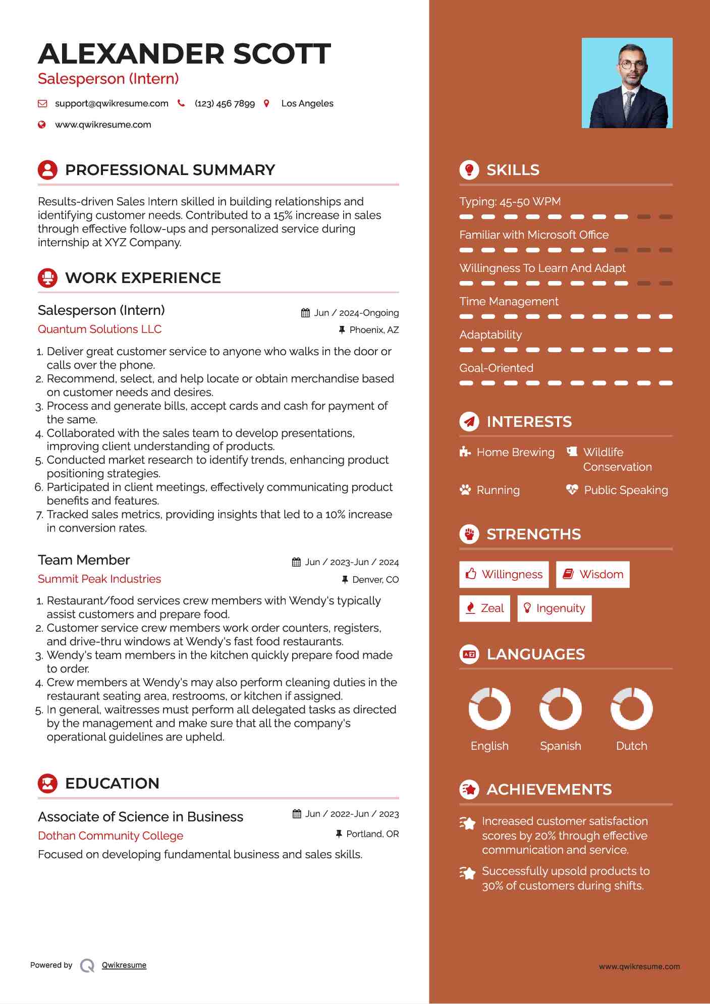Salesperson Resume Samples QwikResume