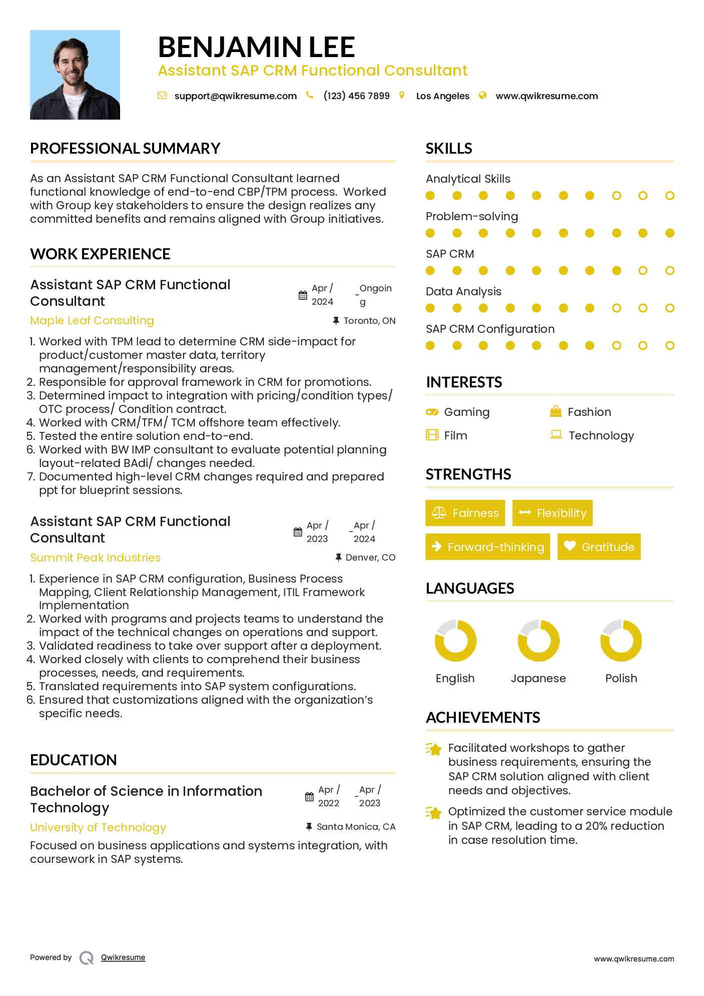 10 Sap Crm Functional Consultant Resume Samples And Templates For 2025