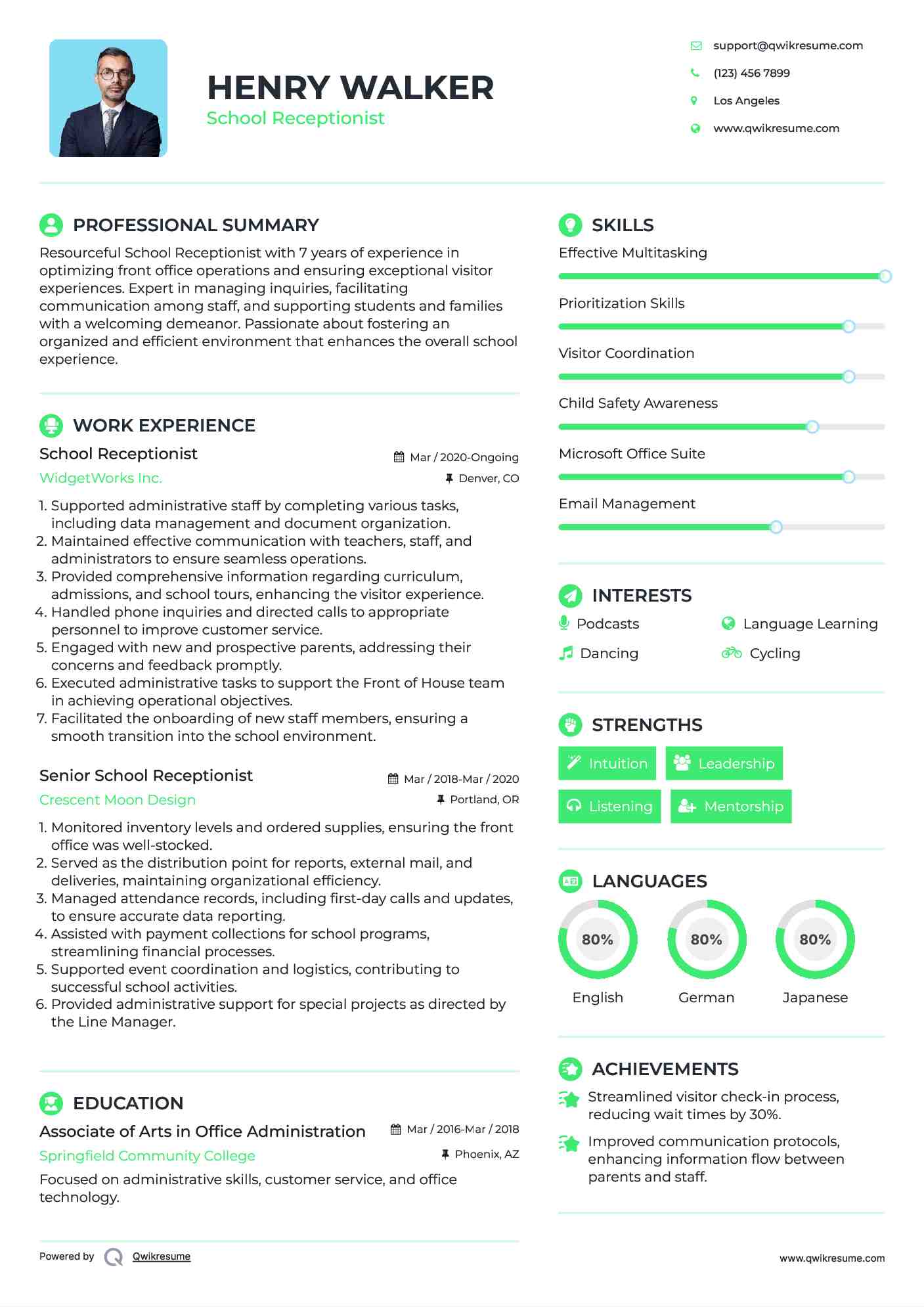 10+ School Receptionist Resume Samples & Templates For 2025