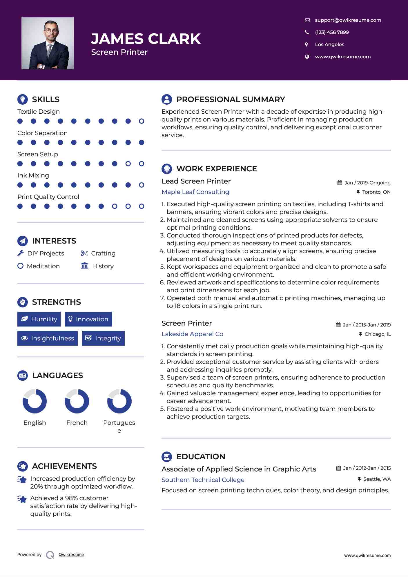 Screen Printer Resume Samples QwikResume