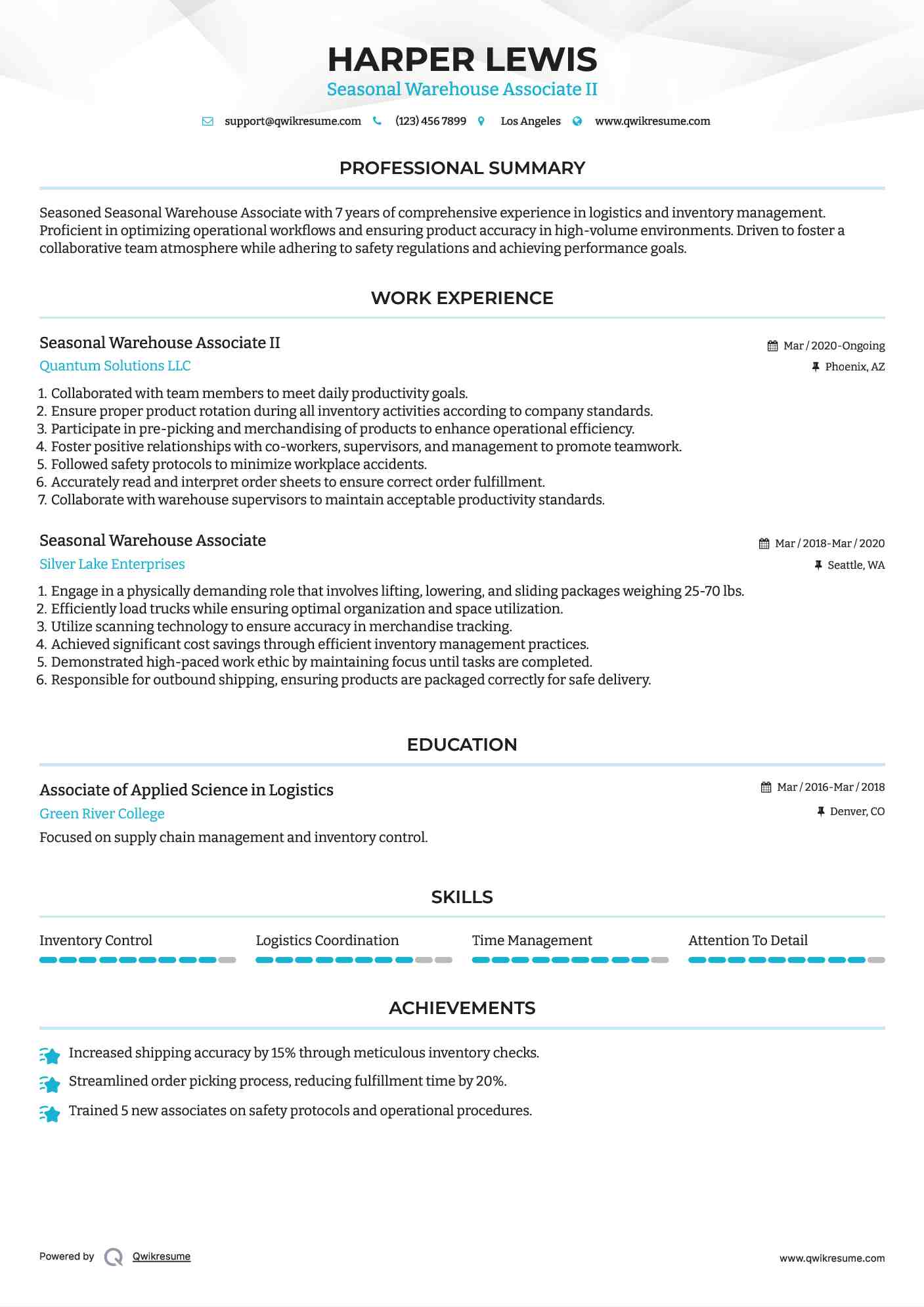 seasonal-warehouse-associate-resume-samples-qwikresume