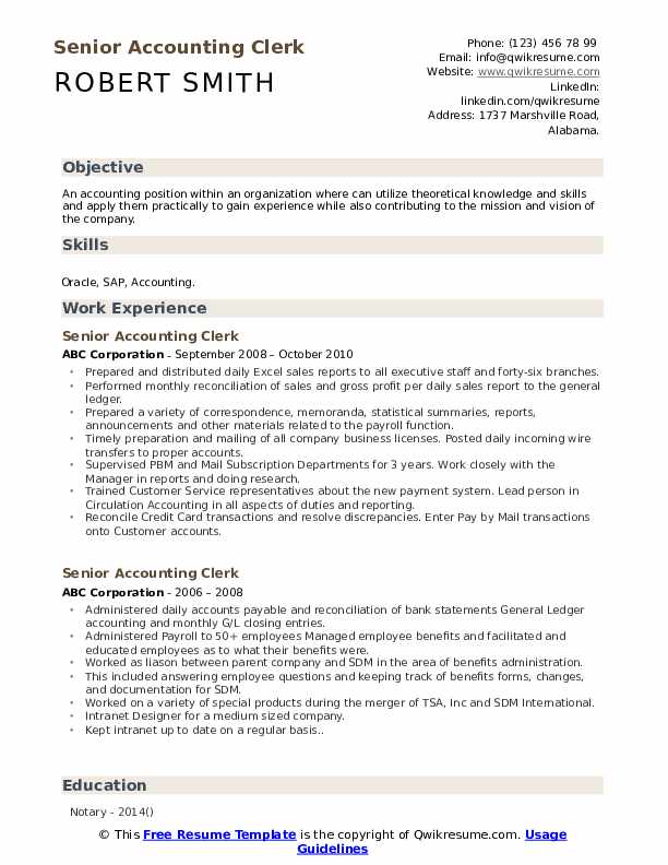 Senior Accounting Clerk Resume Samples QwikResume Senior Accounting Clerk Resume Samples QwikResume