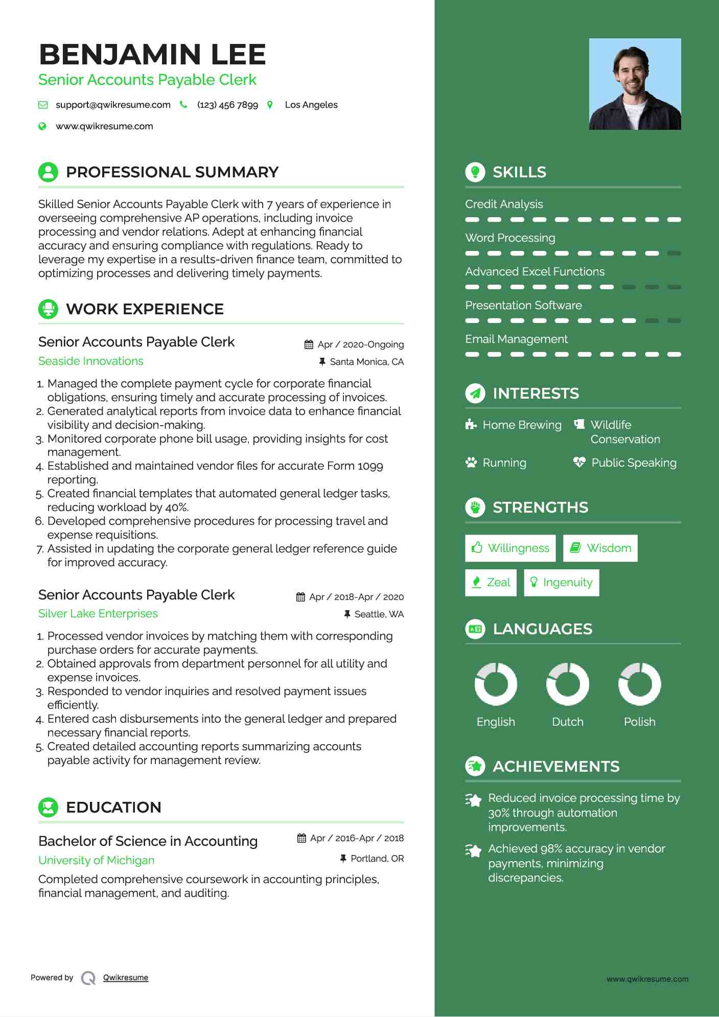 Senior Accounts Payable Clerk Resume Samples QwikResume