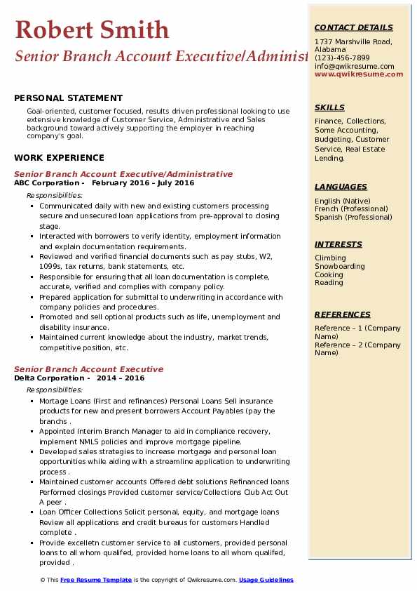 senior-branch-account-executive-resume-samples-qwikresume