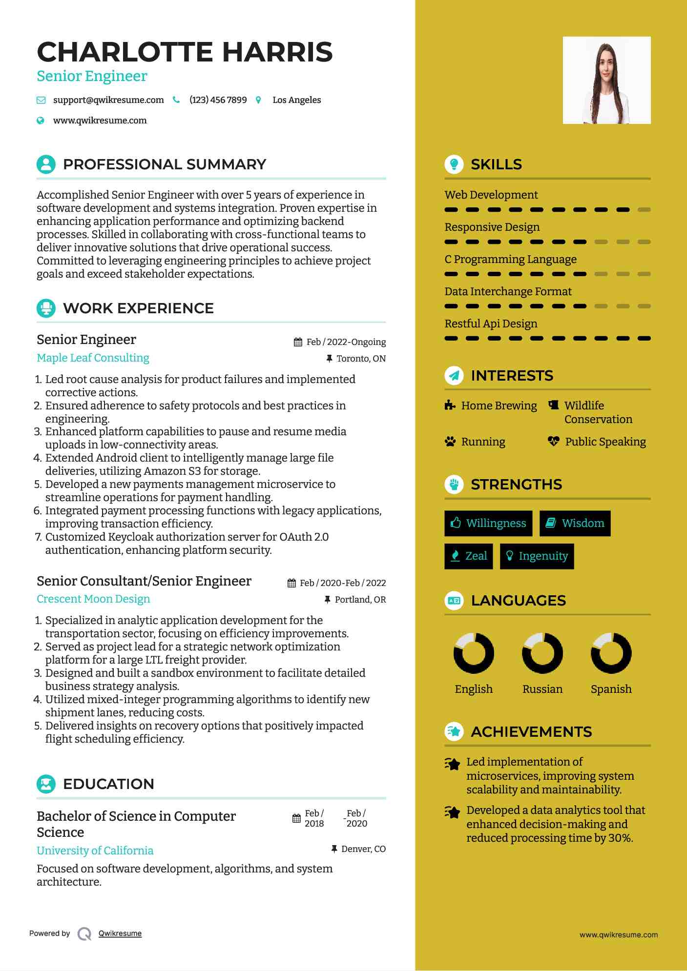 Senior Engineer Resume Samples QwikResume