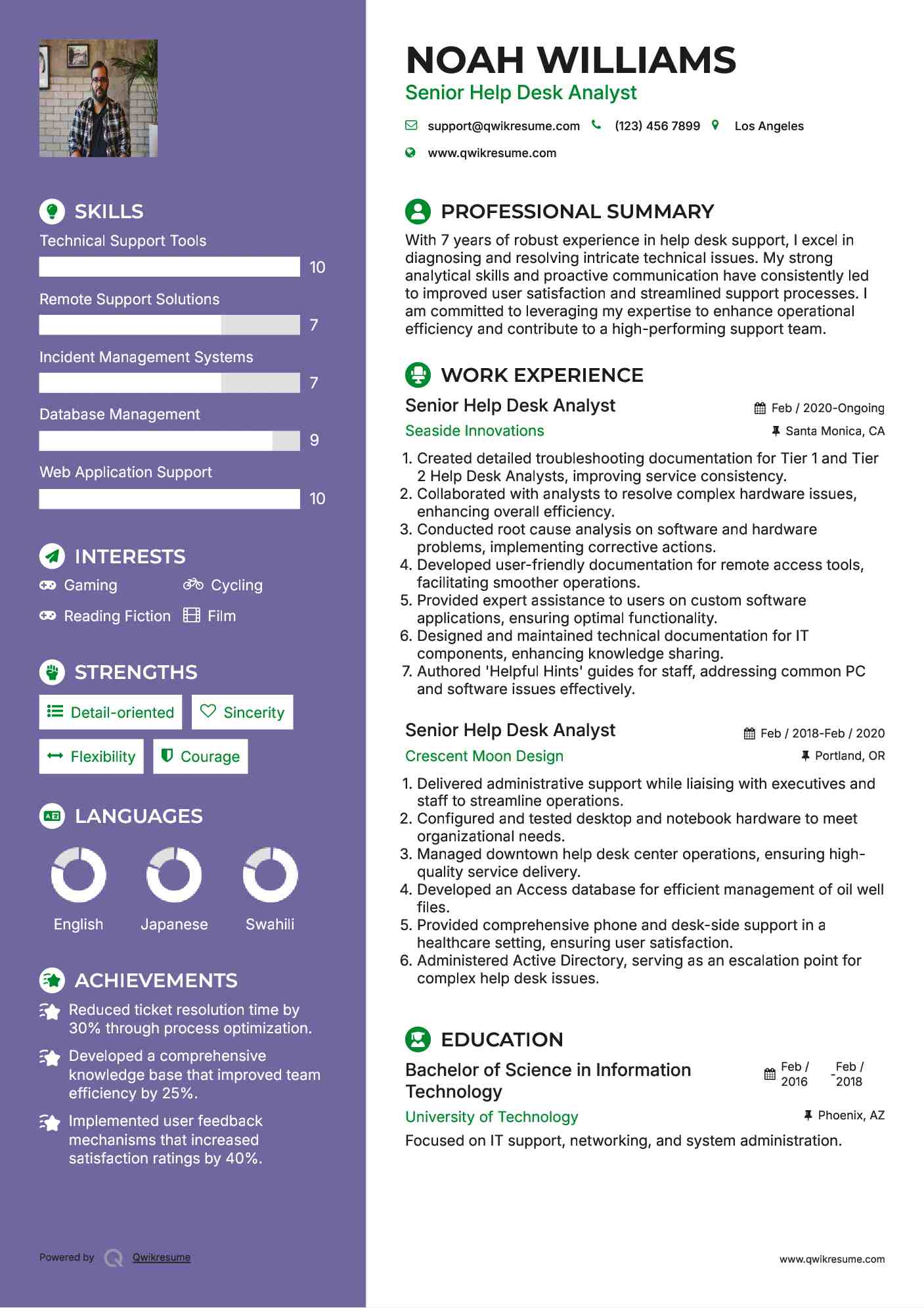 Senior Help Desk Analyst Resume Samples QwikResume