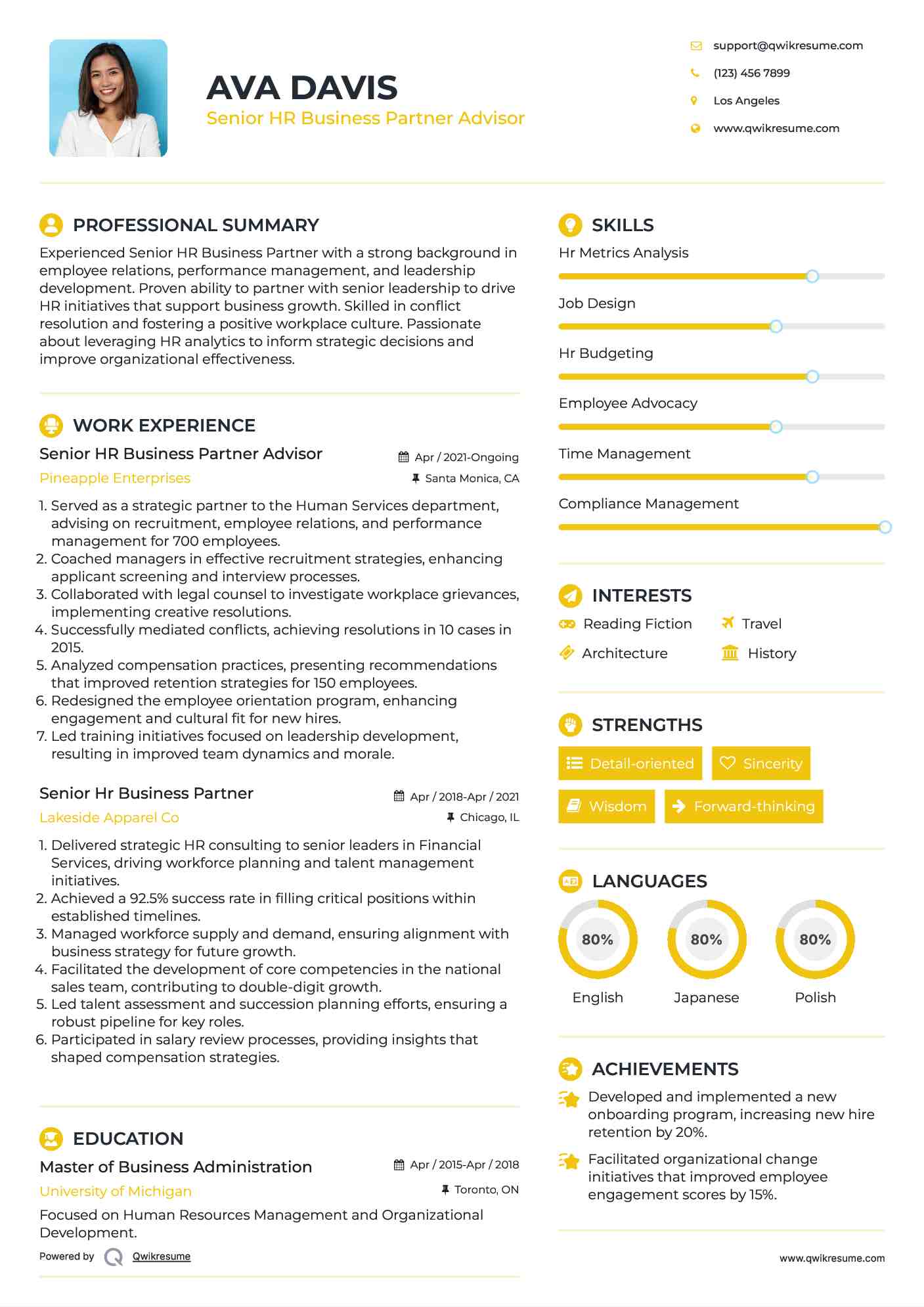 Download Hr Business Partner Resume Example For 2021 Enhancv Com 