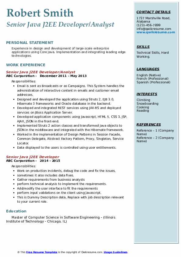 J2ee Project Manager Resume
