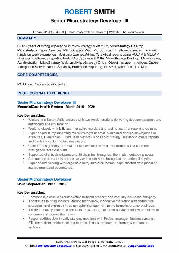 Microstrategy Resume