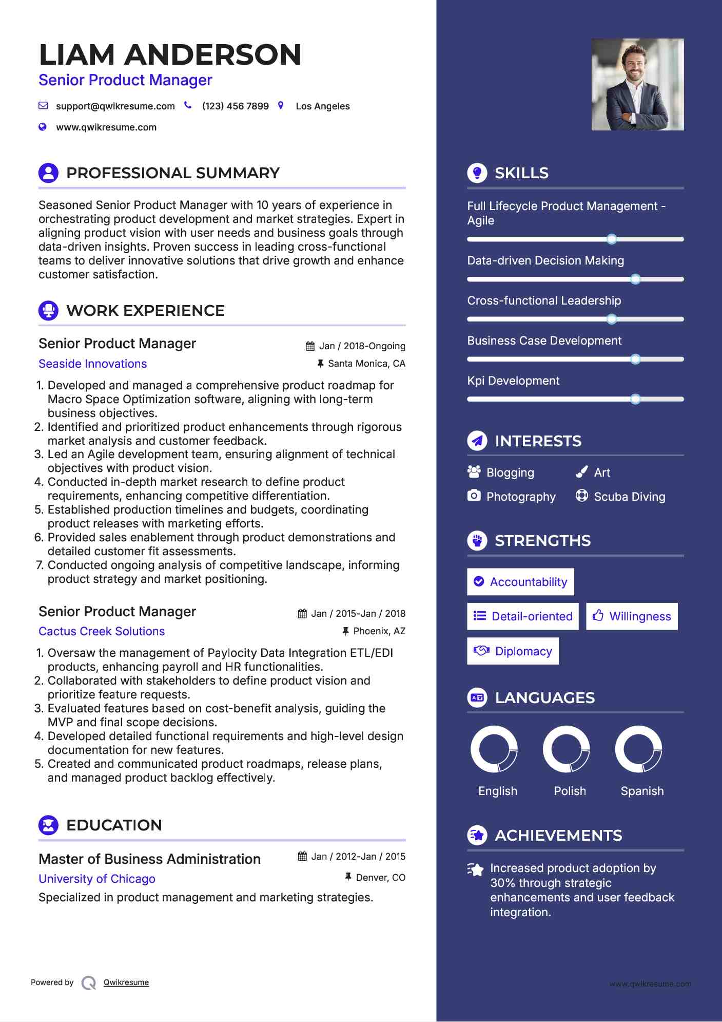 Senior Product Manager Resume Samples QwikResume