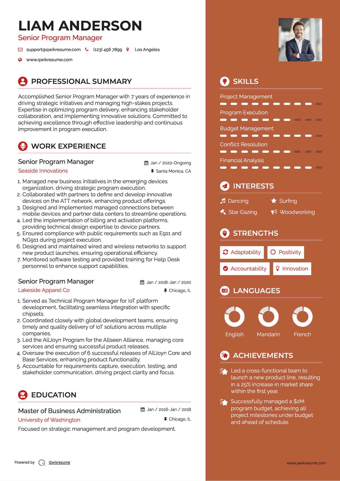 Senior Program Manager Resume Samples QwikResume
