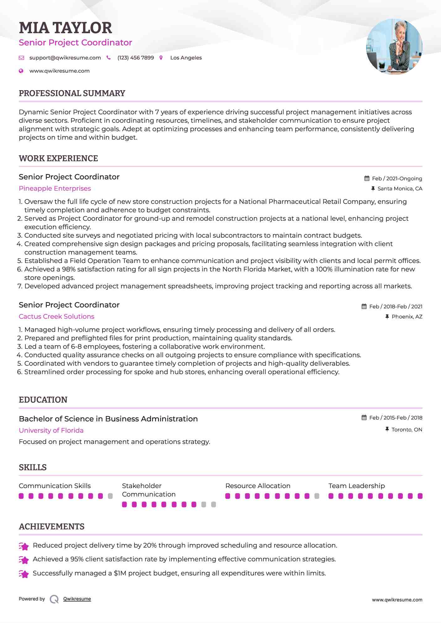 Project Coordinator Resume Samples Project Coordinator Role Is 