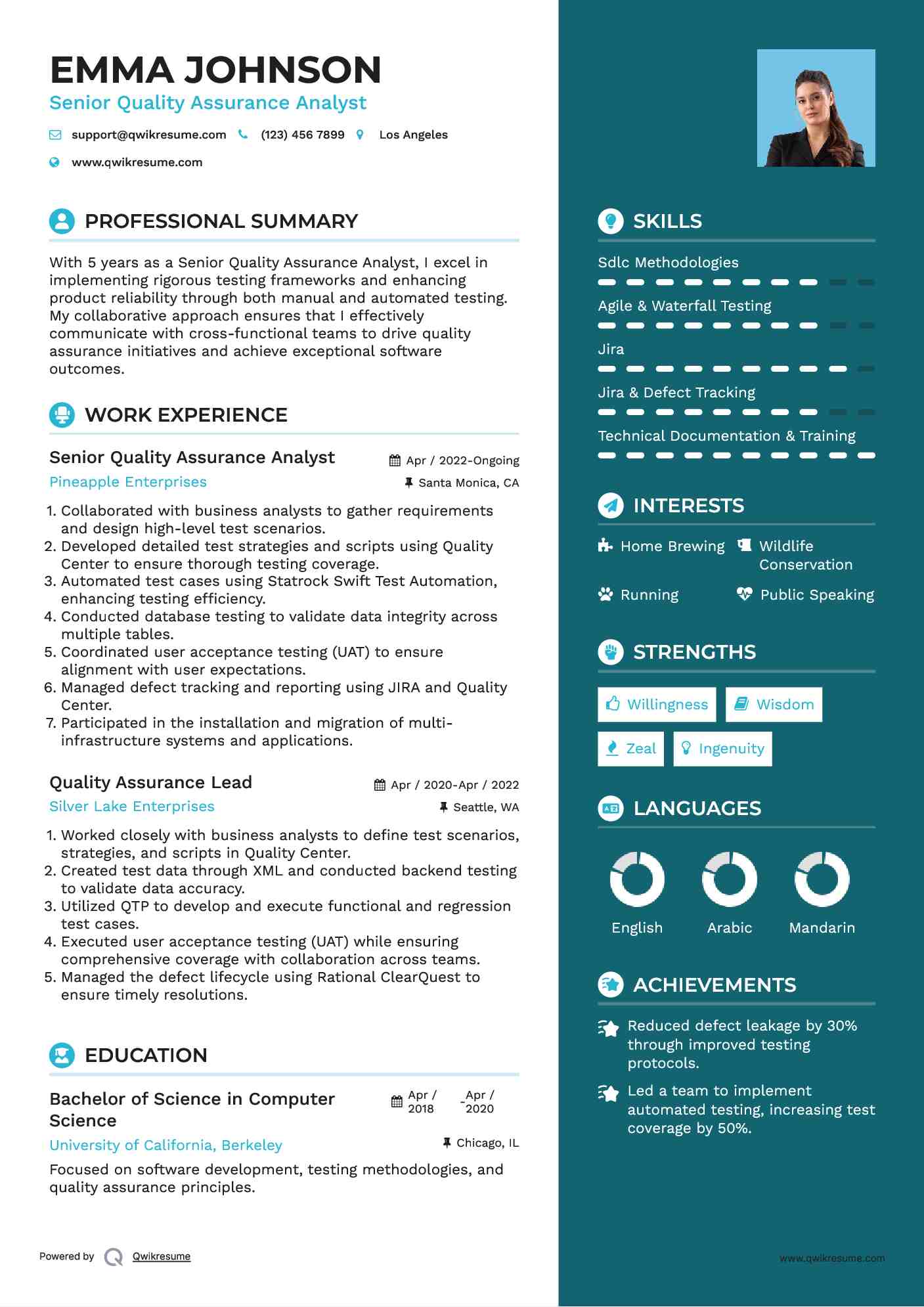 Senior Quality Assurance Analyst Resume Samples QwikResume