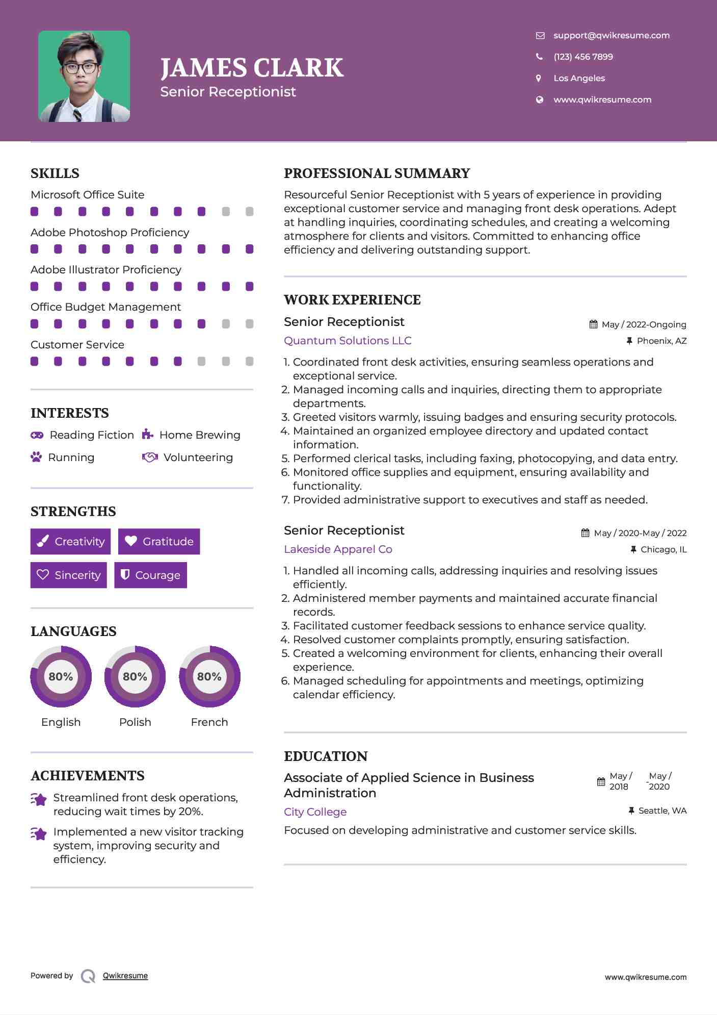 10+ Receptionist Resume Samples & Templates For 2025