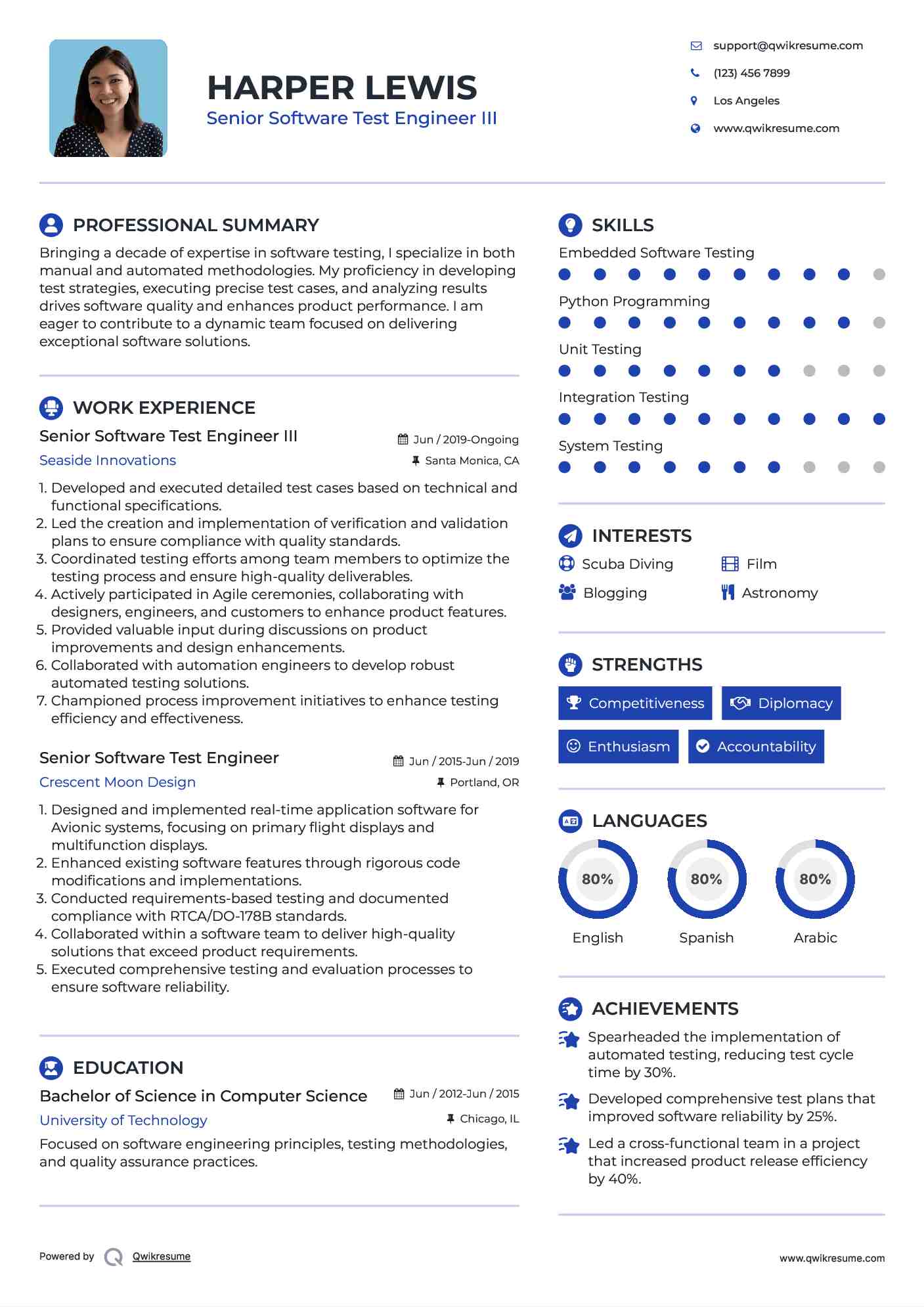 Senior Software Test Engineer Resume Samples QwikResume