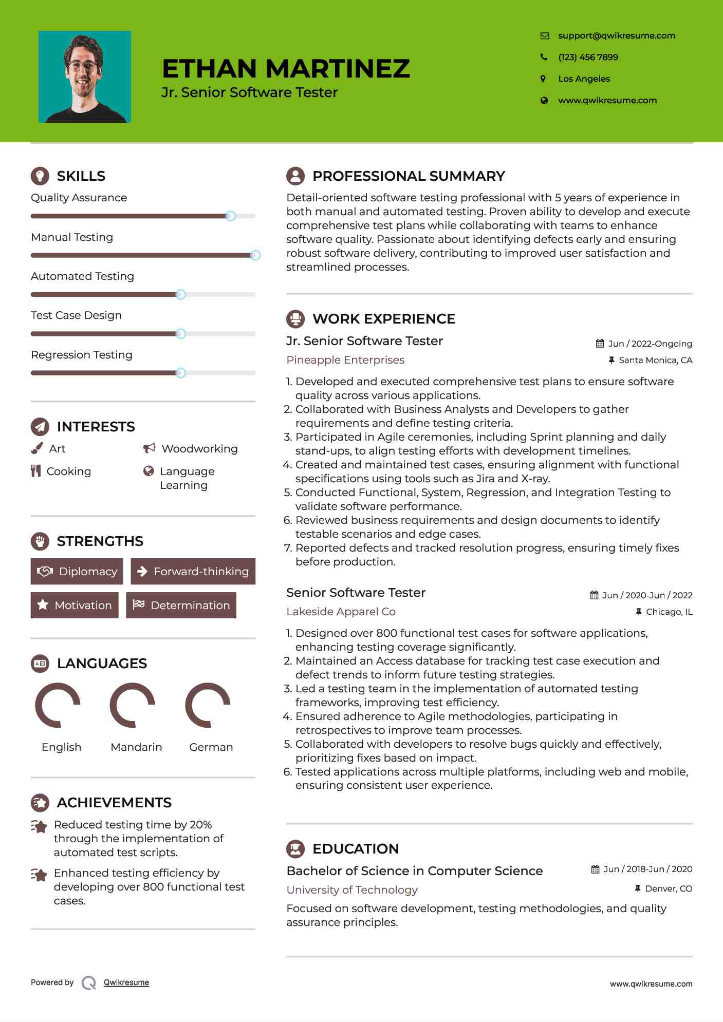 Senior Software Tester Resume Samples | QwikResume