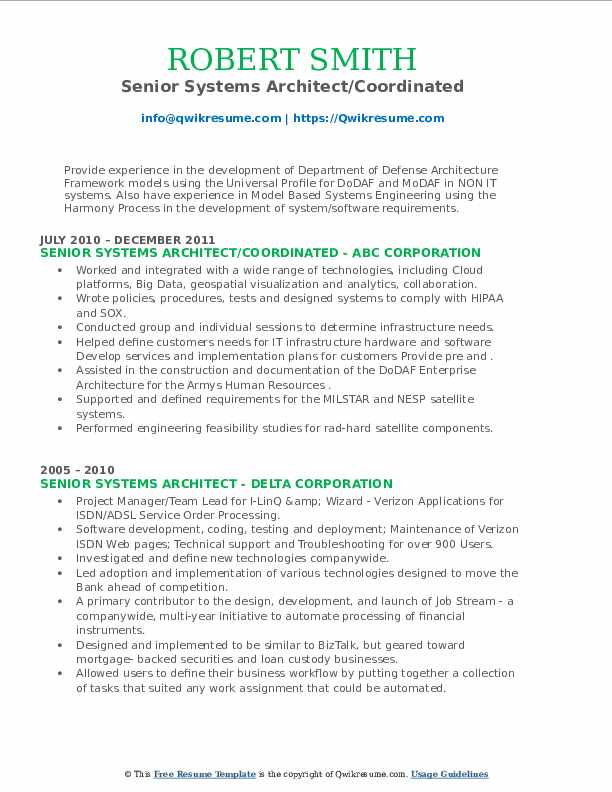 Senior Systems Architect Resume Samples | QwikResume Senior Systems Architect Resume Samples | QwikResume