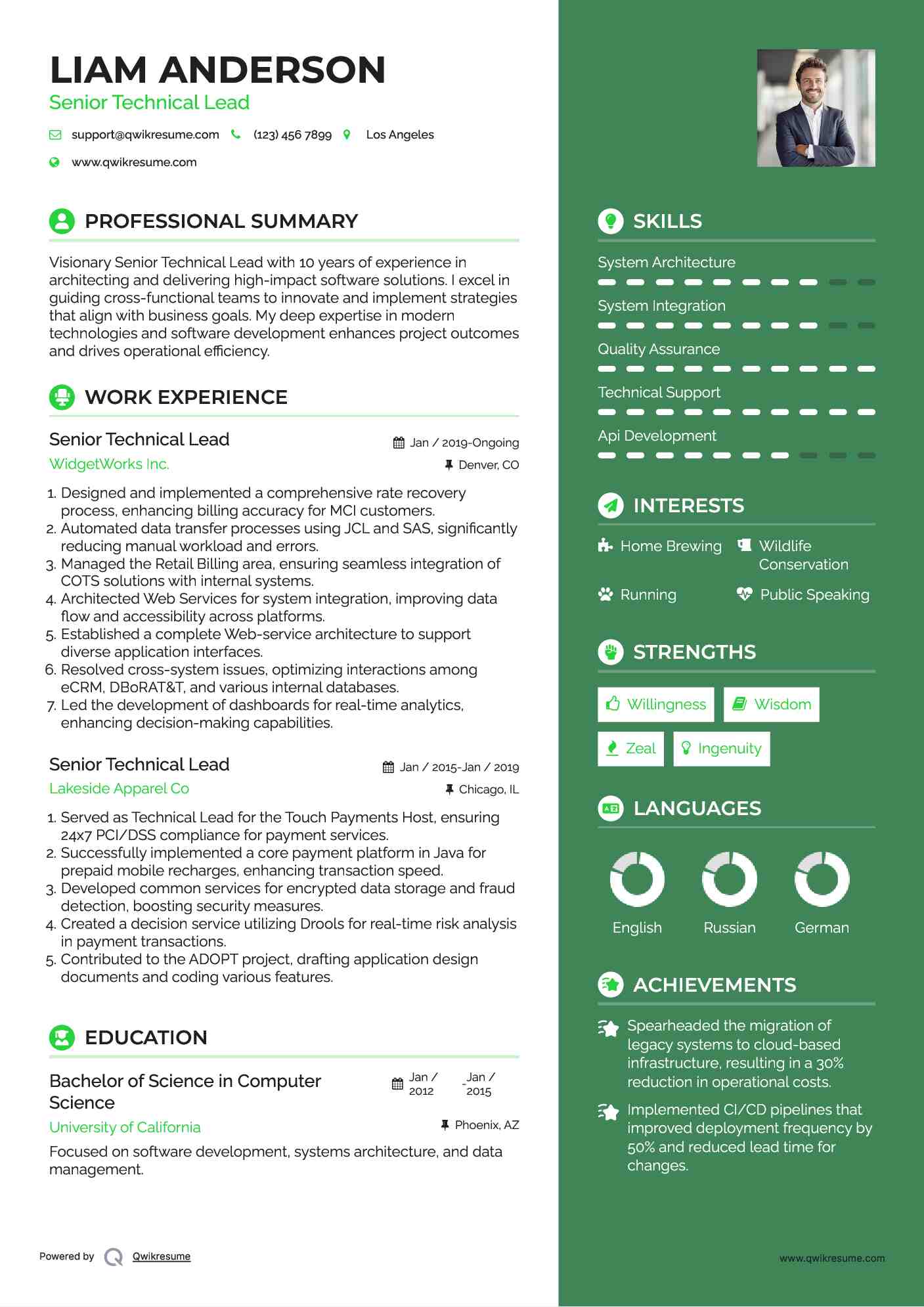 Senior Technical Lead Resume Samples QwikResume