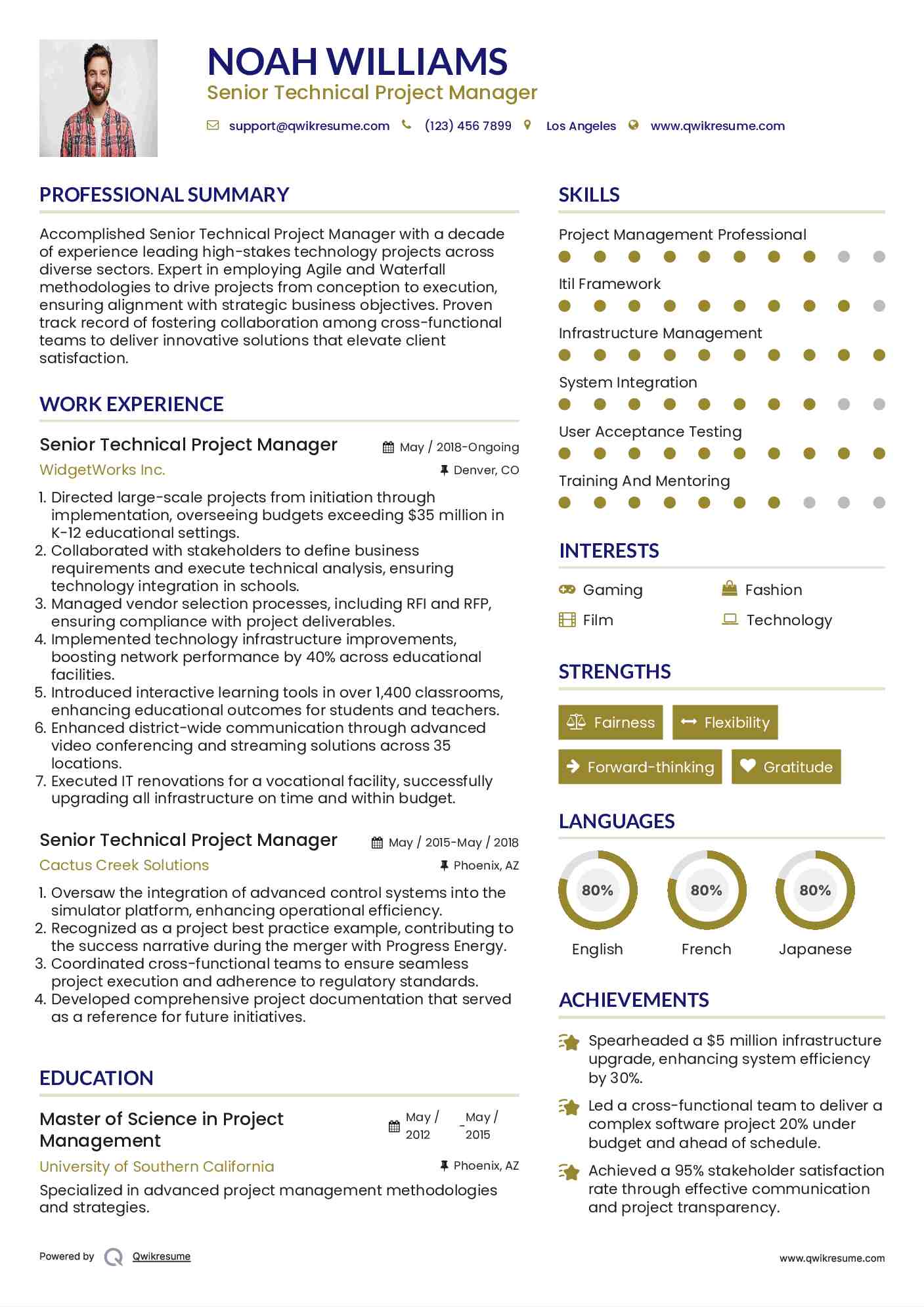 Senior Technical Project Manager Resume Samples QwikResume