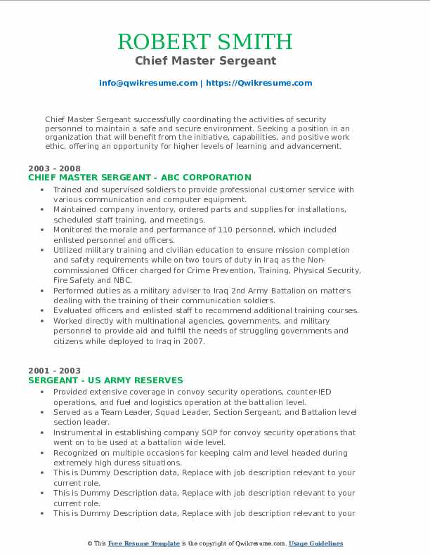 Sergeant Resume Samples | QwikResume