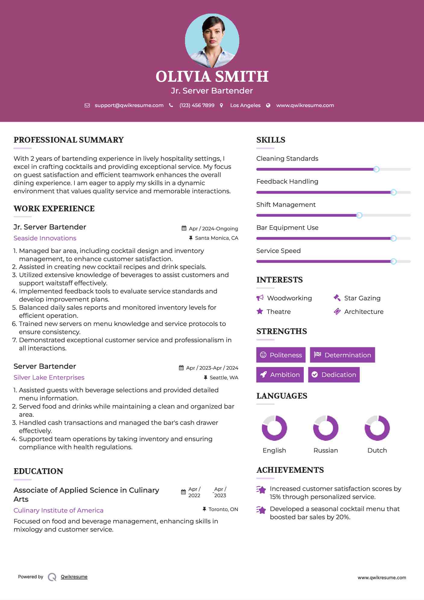Server Bartender Resume Samples QwikResume Server Bartender Resume Samples QwikResume
