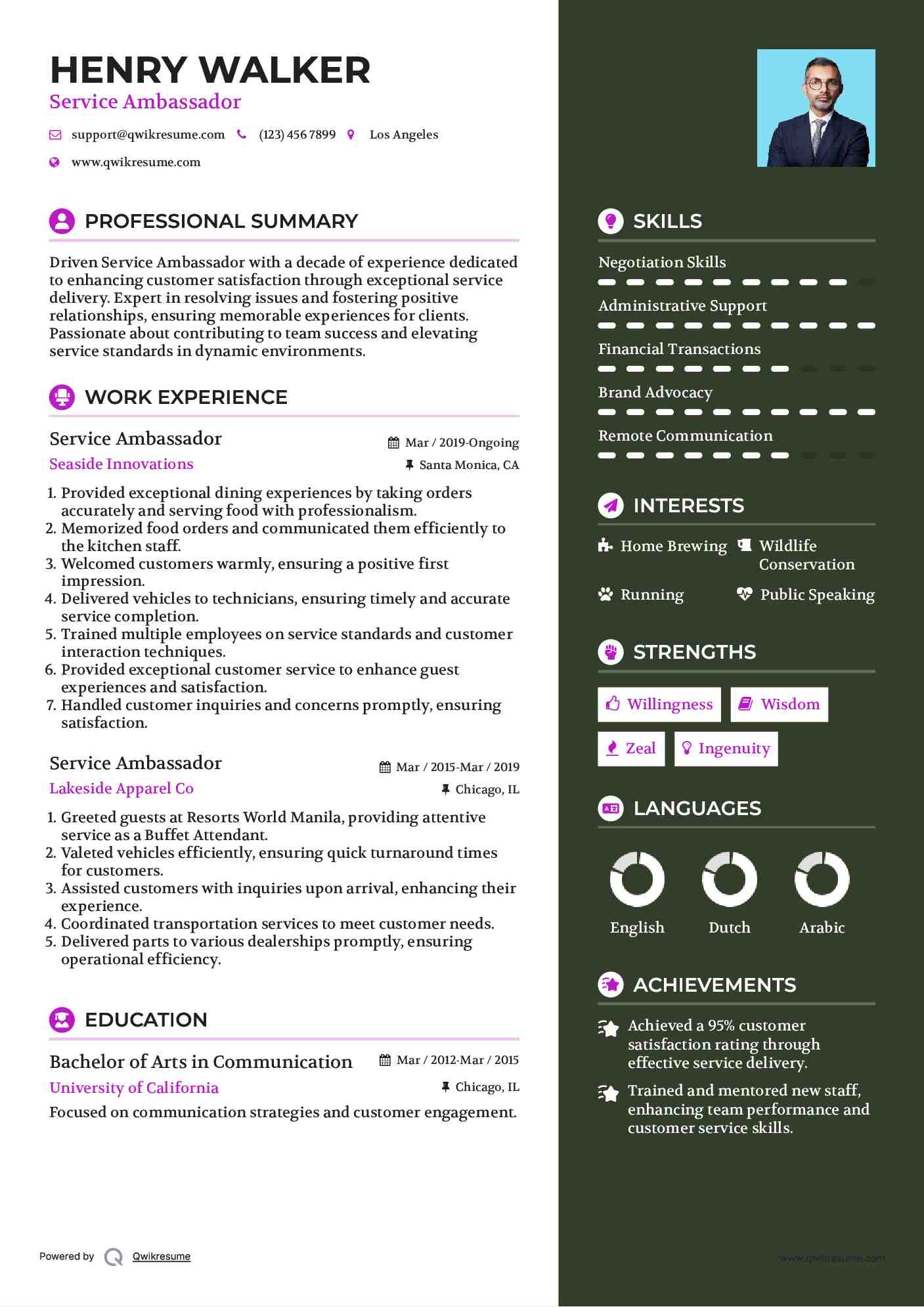 Service Ambassador Resume Samples QwikResume Service Ambassador Resume Samples QwikResume