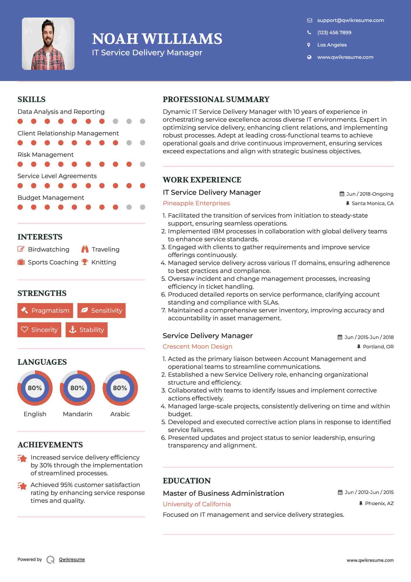 Service Delivery Manager Resume Samples QwikResume