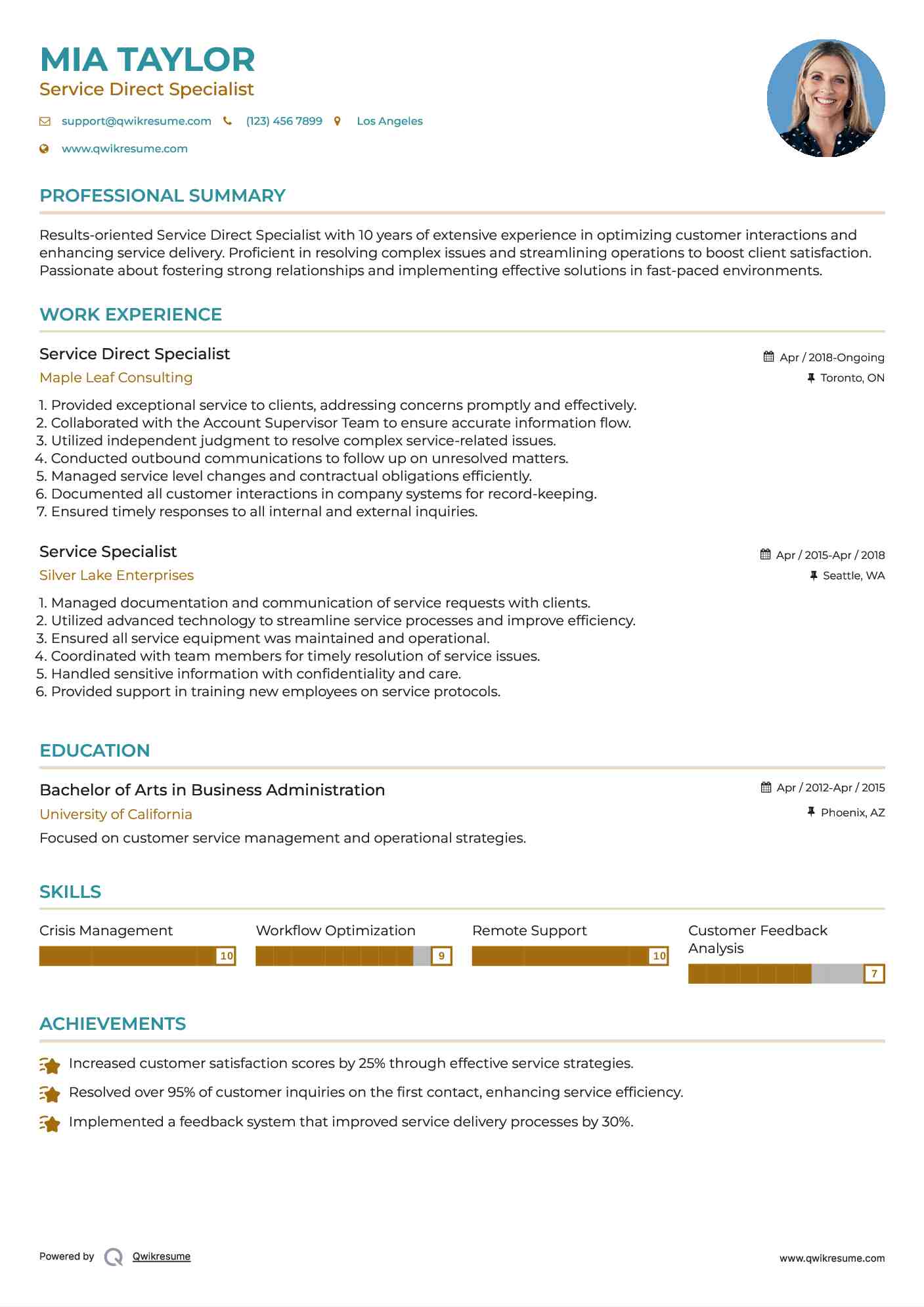 10+ Service Specialist Resume Samples & Templates for 2025