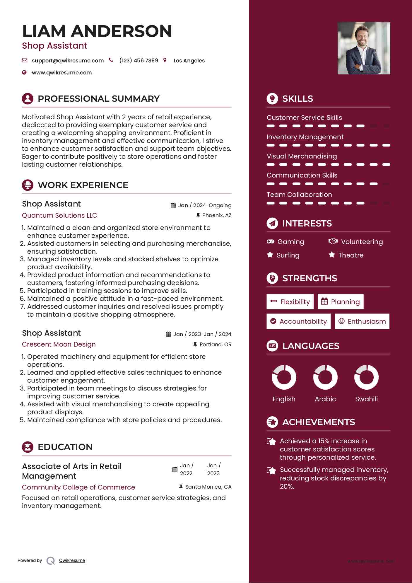 View Sample Resume For Shop Assistant Background Sample Shop Design