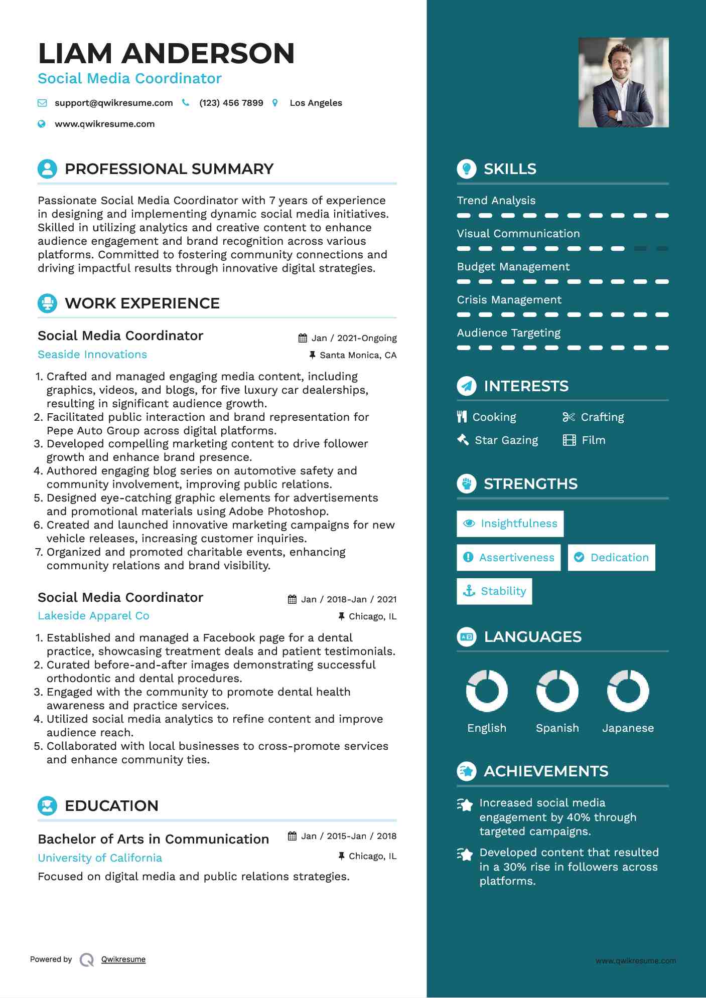Social Media Coordinator Resume Samples QwikResume
