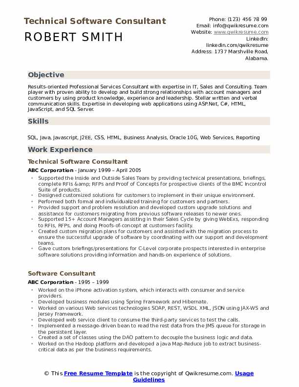 Software Consultant Resume Samples | QwikResume