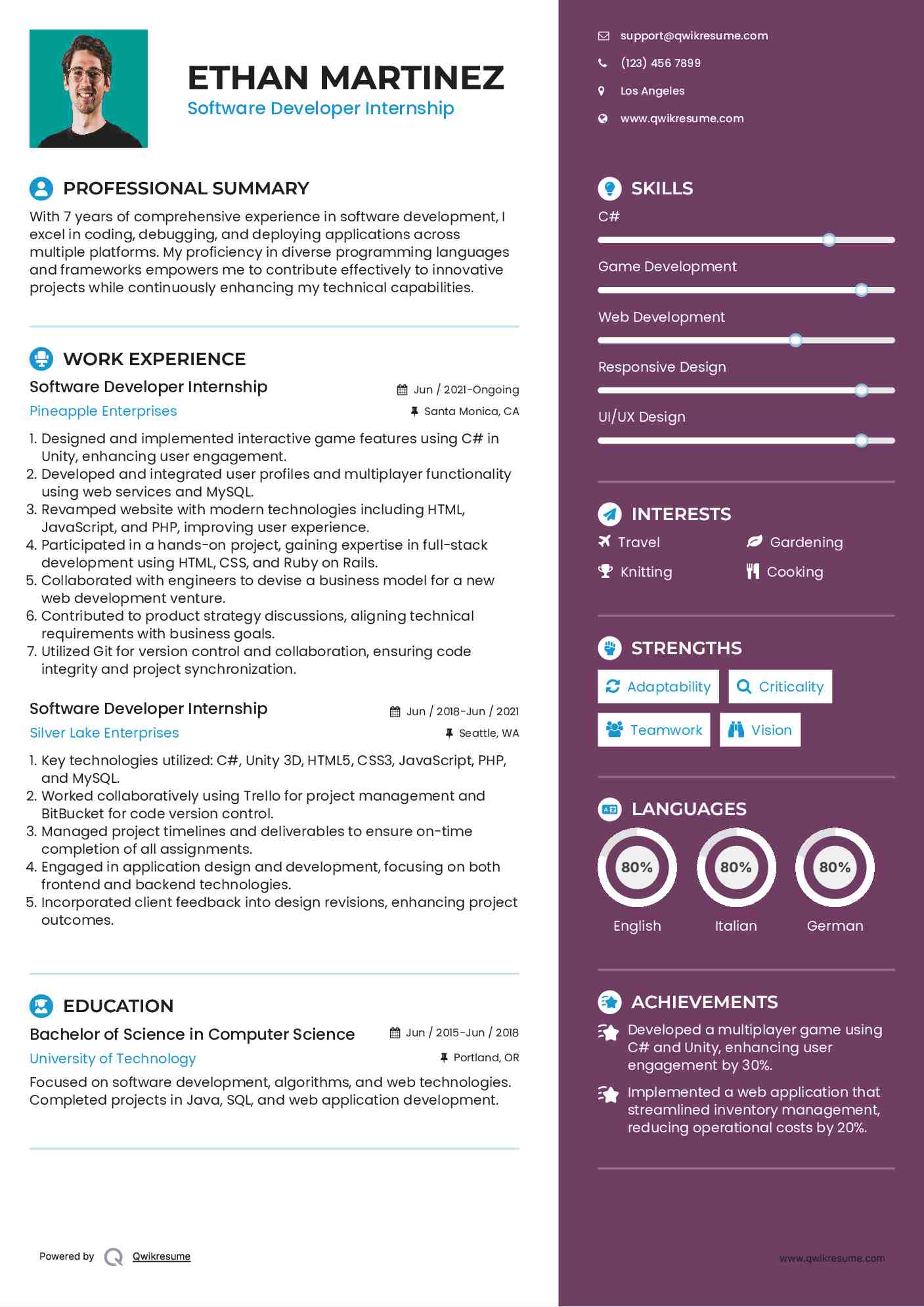 10+ Software Developer Intern Resume Samples & Templates for 2025