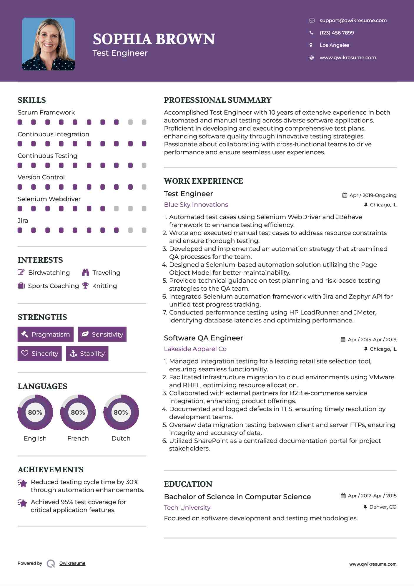Software QA Engineer Resume Samples QwikResume