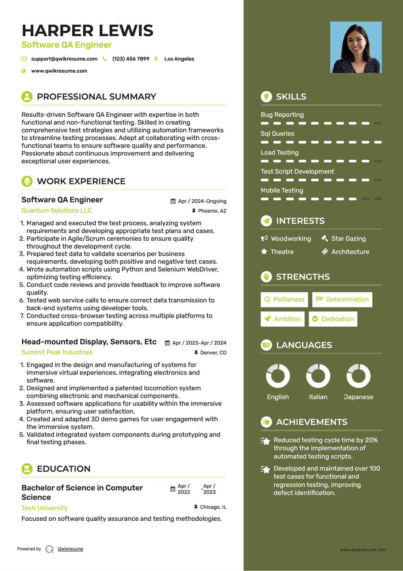 Software QA Engineer Resume Samples QwikResume
