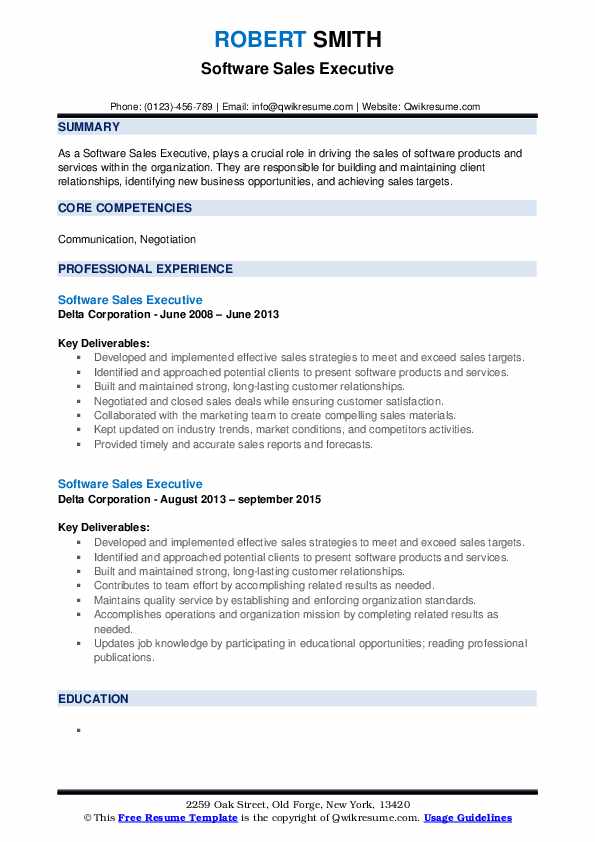 5 Software Sales Resume Examples – GRKCZ