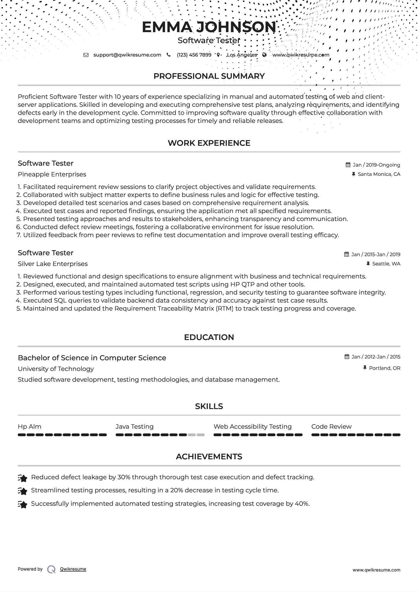 10+ Software Tester Resume Samples & Templates for 2025
