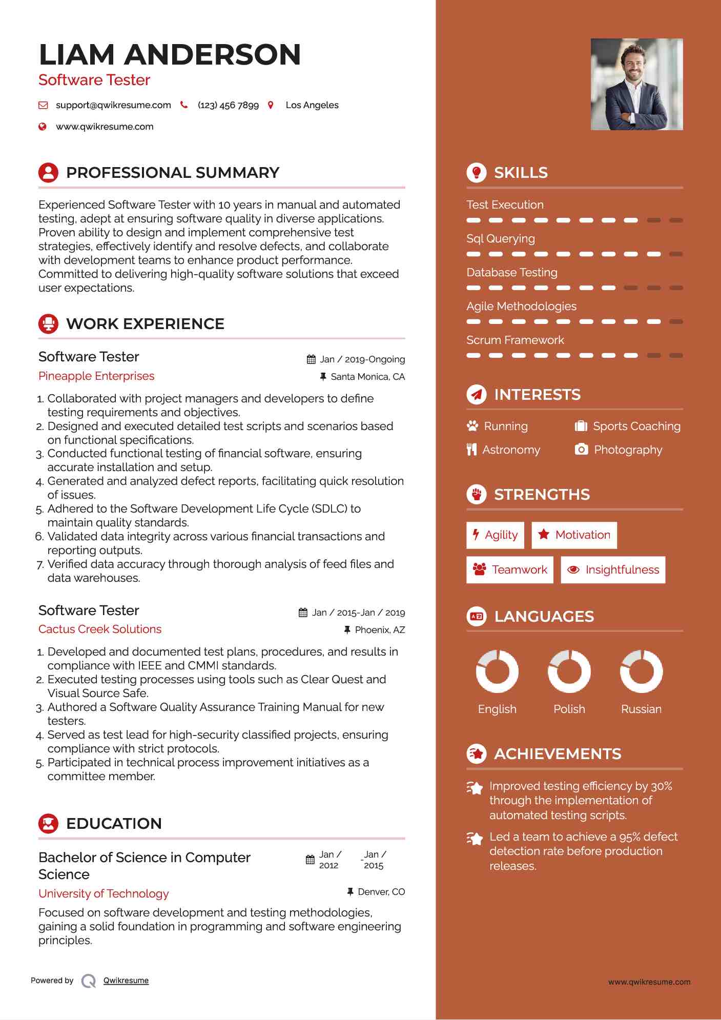 Software Tester Resume Samples QwikResume