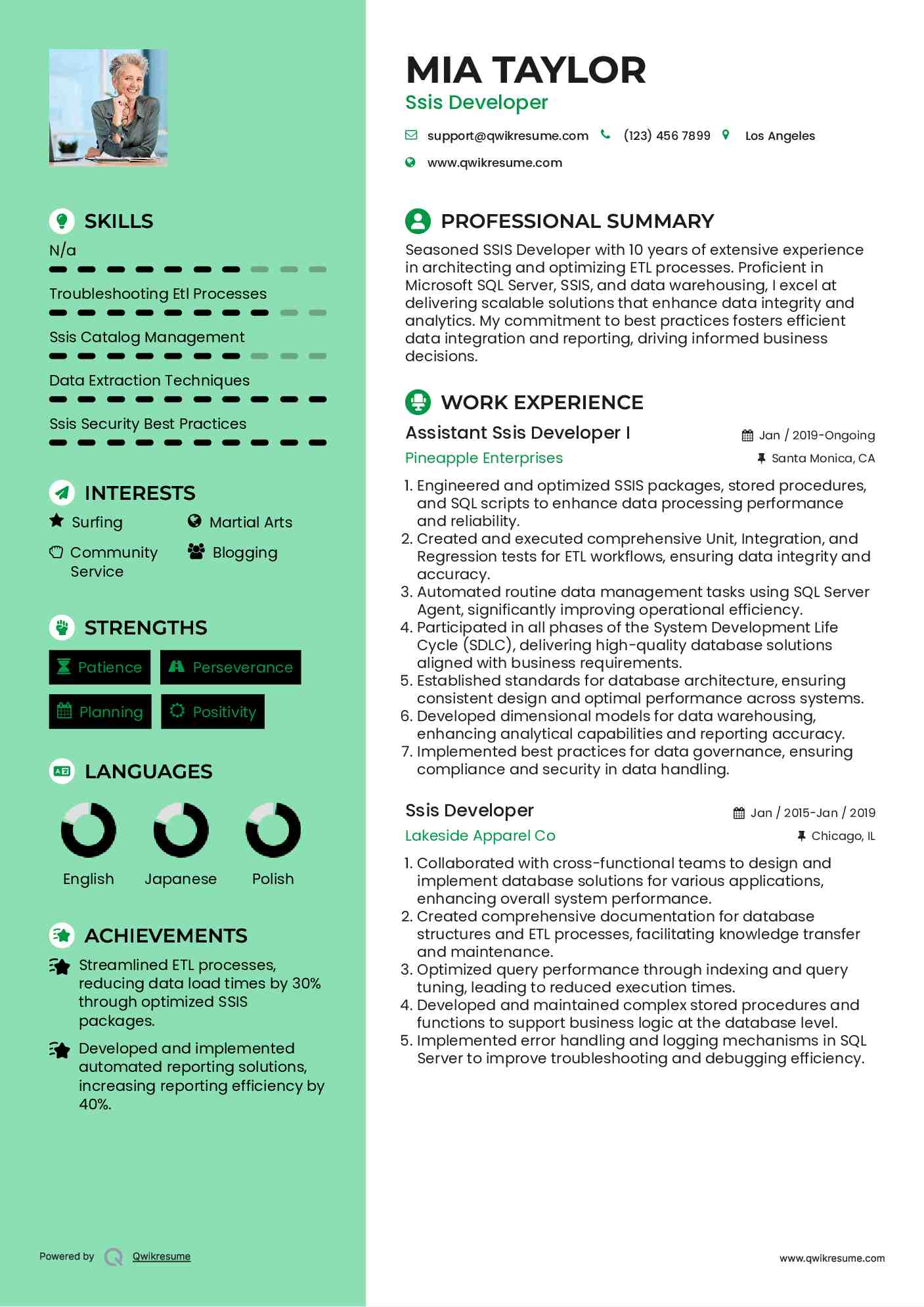 10+ SSIS Developer Resume Samples & Templates for 2025 10+ SSIS Developer Resume Samples & Templates for 2025
