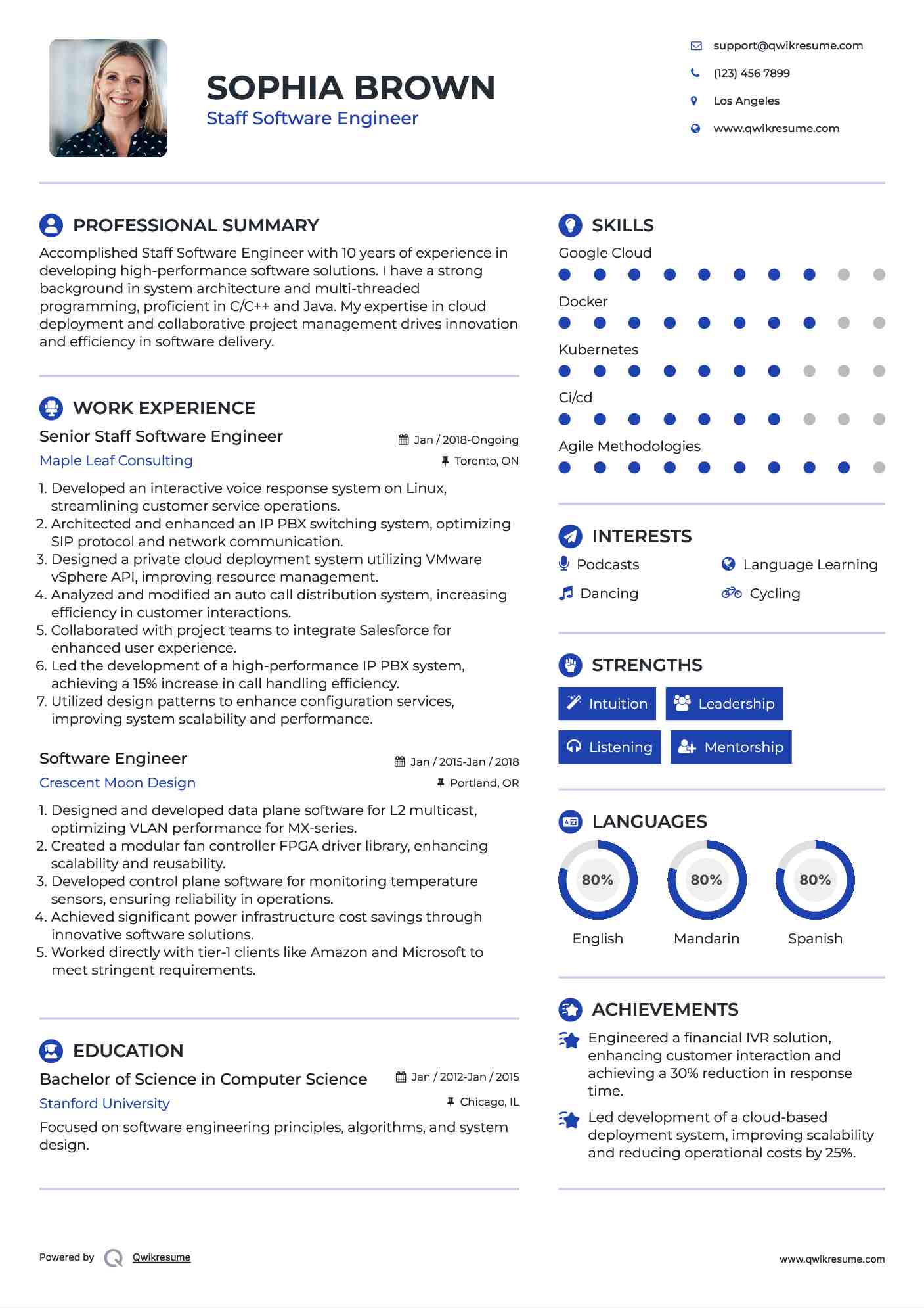 Staff Software Engineer Resume Samples QwikResume
