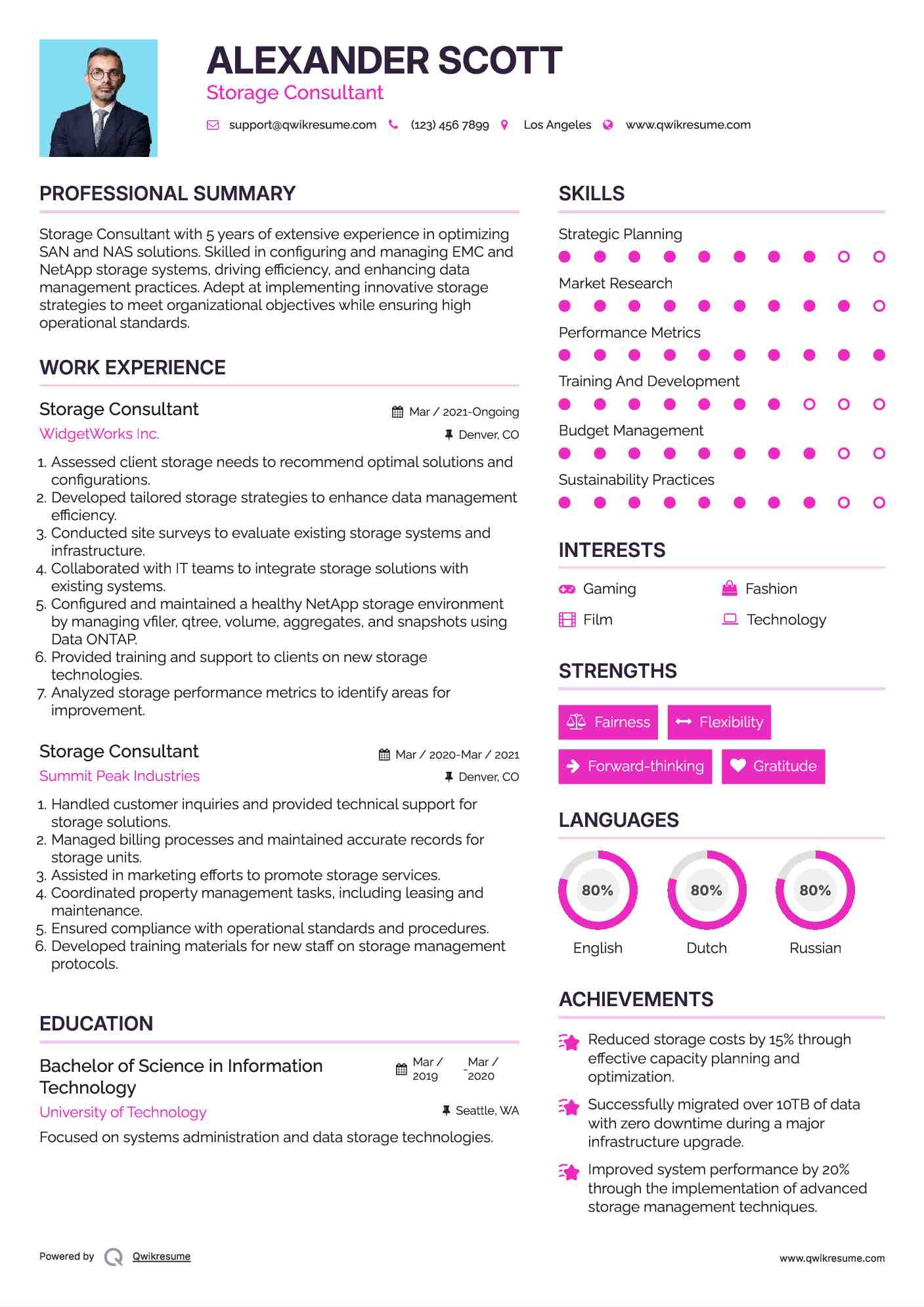 Storage Consultant Resume Samples | QwikResume