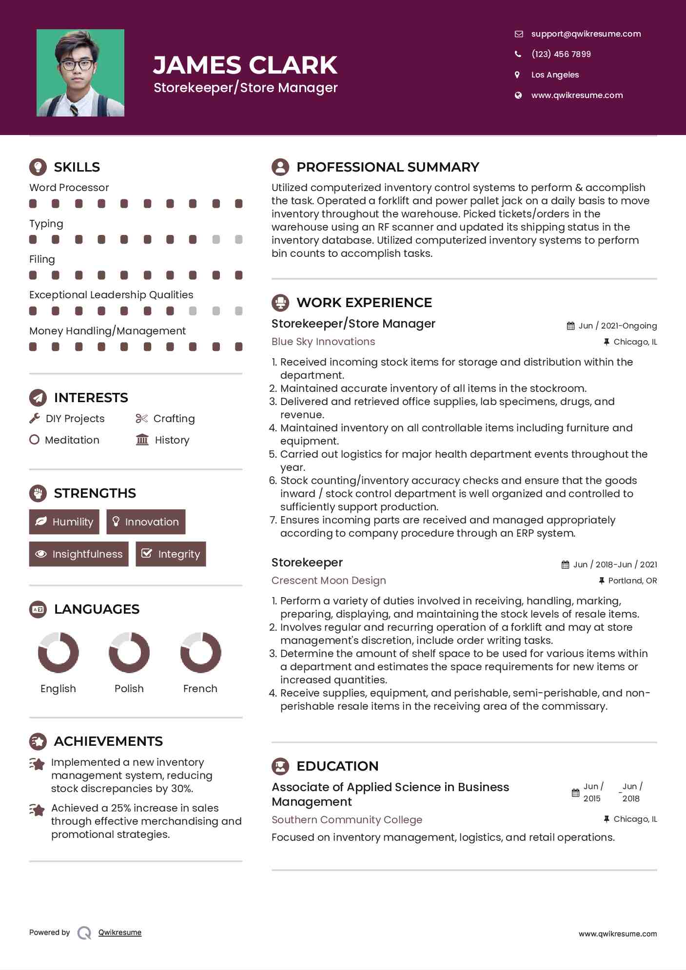 Storekeeper Cv Format In Word Download What S Another Word For 