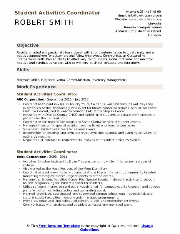Student Activities Coordinator Resume Samples QwikResume student-activities-coordinator-resume-samples-qwikresume