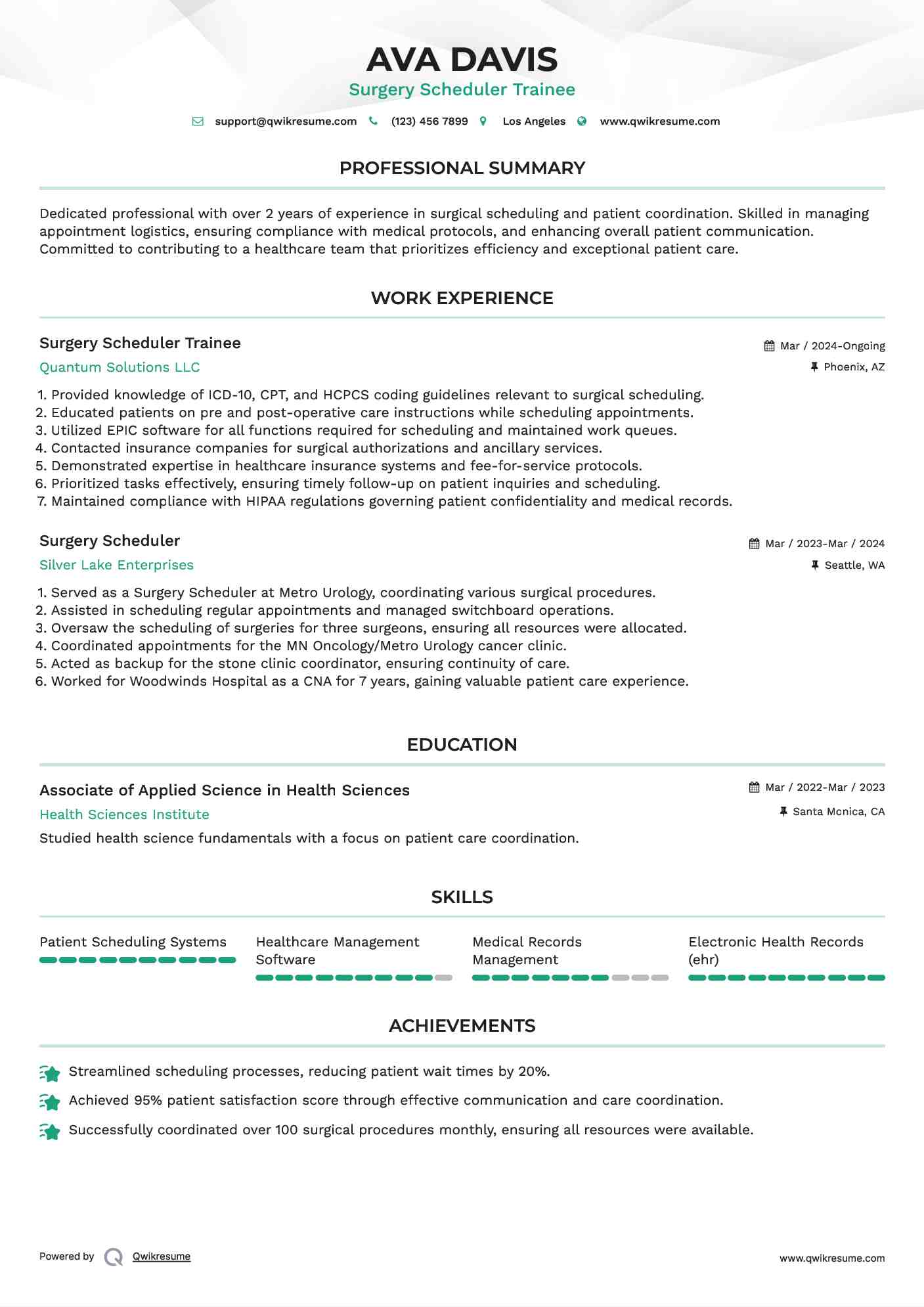 Surgery Scheduler Resume Samples QwikResume Surgery Scheduler Resume Samples QwikResume